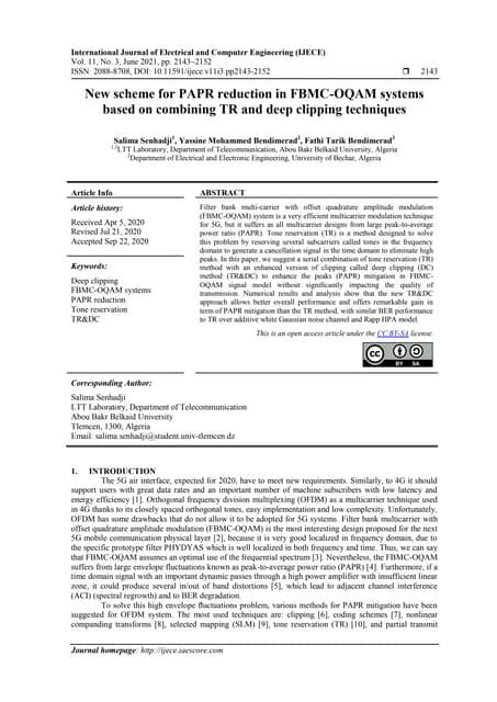 New Scheme For Papr Reduction In Fbmc Oqam Systems Based On Combining Tr And Deep Clipping