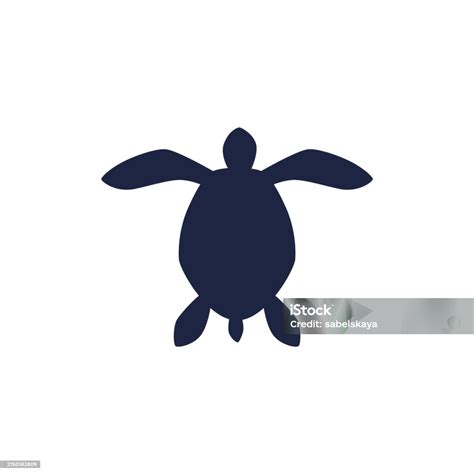 흰색 배경에 바다 거북 평면도의 진한 파란색 실루엣의 벡터 이미지 거북이에 대한 스톡 벡터 아트 및 기타 이미지 거북이 로고 벡터 Istock