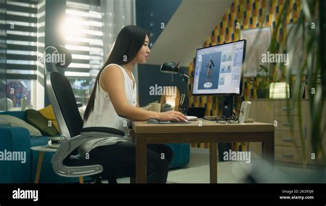 Asian 3d Designer Creating 3d Model Of Style And Design Of Clothes In