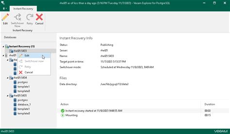 editing instant recovery settings veeam backup explorers guide
