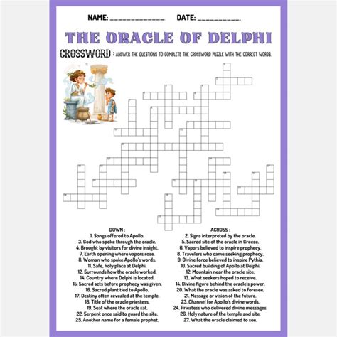 The Oracle Of Delphi Crossword Puzzle Worksheet Activity By Puzzles By Ado