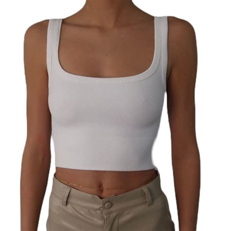 Womens Ribbed Crop Tank Fitted Tank Top Sleeveless Cropped Tank Etsy