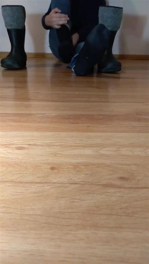 Guys Work Boots And Bare Feet