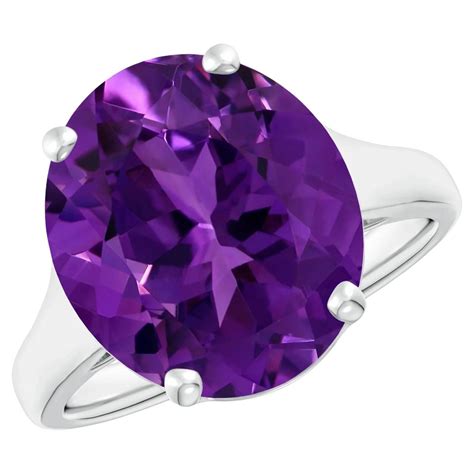 Customizable Gia Certified Natural Flat Amethyst Solitaire Ring In