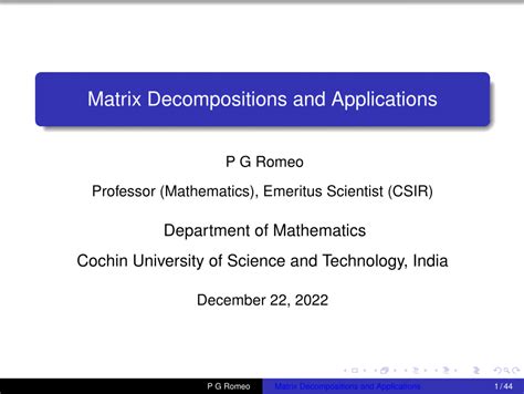 Pdf Matrix Decompositions And Applications