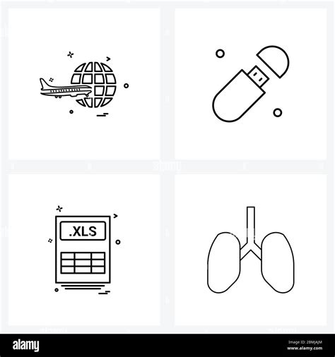 Modern Vector Line Illustration Of 4 Simple Line Icons Of Plane File