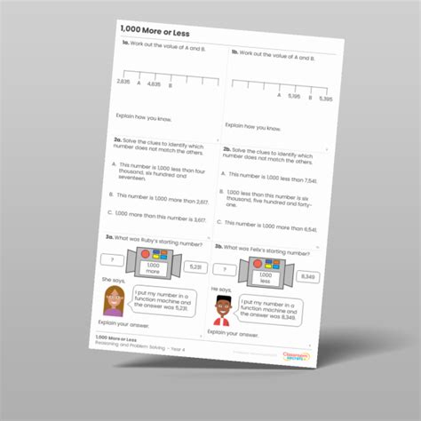 Year 4 1 000 More Or Less Reasoning And Problem Solving Resource Classroom Secrets