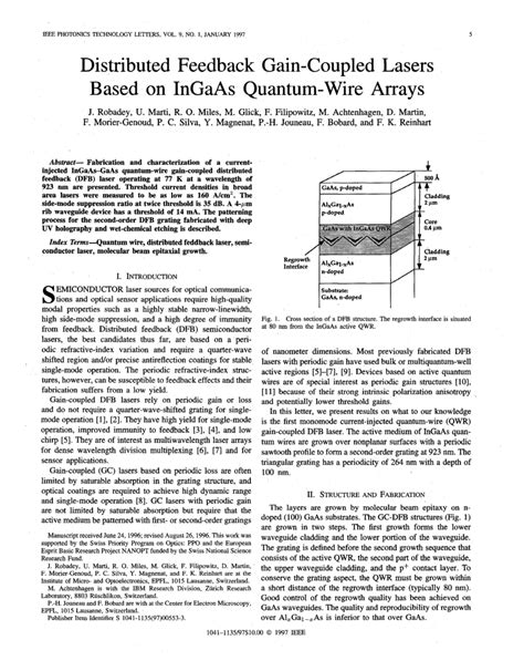 Pdf Distributed Feedback Gain Coupled Lasers Based On Ingaas Quantum Wire Arrays