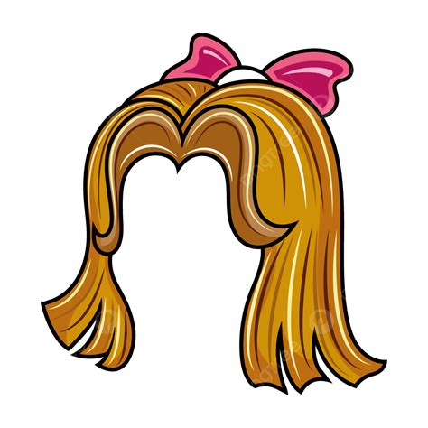핑크 나비와 갈색 여성 머리 여성 머리카락 여성용 가발 애니메이션 갈색 머리 Png 일러스트 및 벡터 에 대한 무료