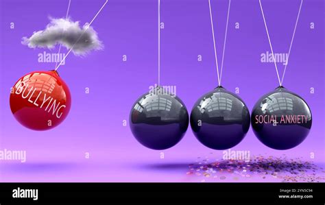 Bullying Leads To Social Anxiety A Newton Cradle Metaphor Showing How Bullying Triggers Social