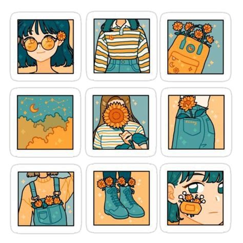 قیمت و خرید استیکر لپ تاپ و موبایل طرح آفتاب گردان و دخترک مجموعه 9 عددی