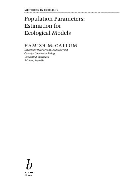 Pdf Population Parameters Estimation For Ecological Models