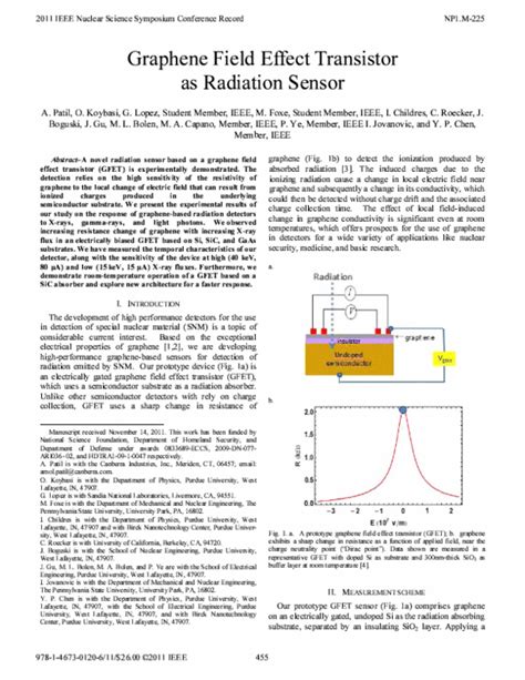 Pdf Graphene Field Effect Transistor For Sensitive Radiation Detection