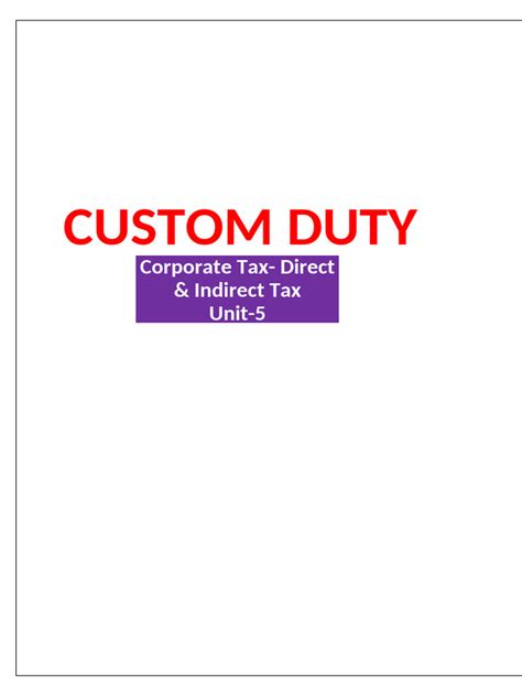 Custom Act Unit 5 Pdf Dumping Pricing Policy Territorial Waters