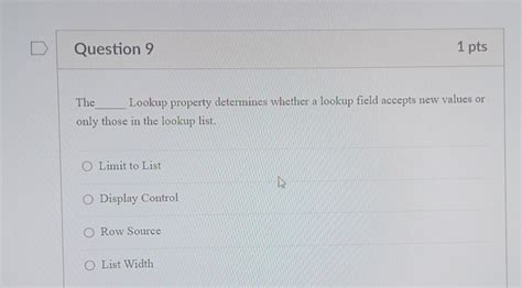 solved question 91 ﻿ptsthe ﻿lookup property determines