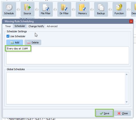 how to move files and folders automatically at certain times