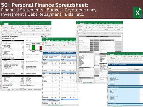 Personal Finance Spreadsheet Financial Statements ǀ Budget ǀ Cryptocurrency ǀ Investment ǀ