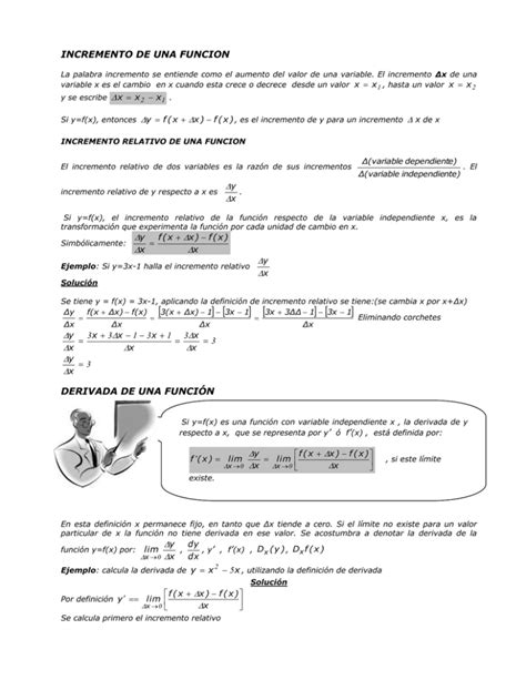 Incremento Y Derivada De Una Función