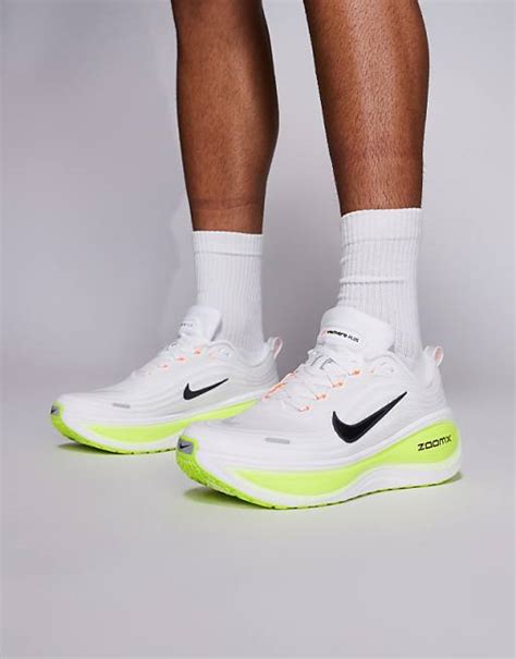 Nike Running Vomero Plus Trainers In White And Neon Yellow Asos