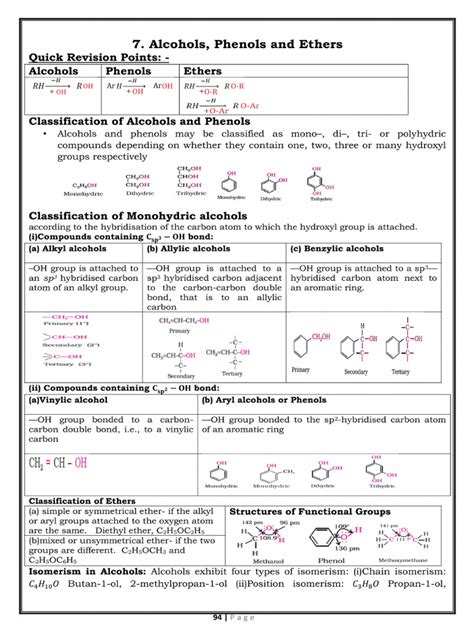 Alcohols Phenols And Ethers Overview Pdf Ether Aldehyde