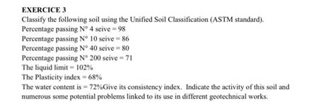 Solved EXERCICE 3 Classify The Following Soil Using The Chegg Com