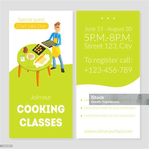 요리 수업 카드 템플릿 요리 학교 디자인 요소 배너 초대장 바우처 전단지 쿠폰 벡터 일러스트 교육에 대한 스톡 벡터 아트 및