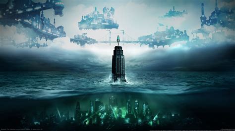 Underwater City And Aircrafts Digital Wallpaper Bioshock Tower