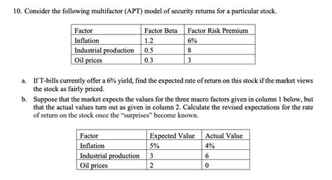 solved 10 consider the following multifactor apt model of security