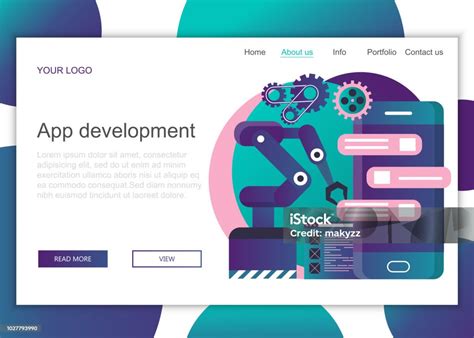 웹사이트 및 모바일 웹사이트에 대 한 웹 페이지 디자인의 현대적인 평면 디자인 개념 응용 프로그램 개발 서식 파일 페이지를 방문