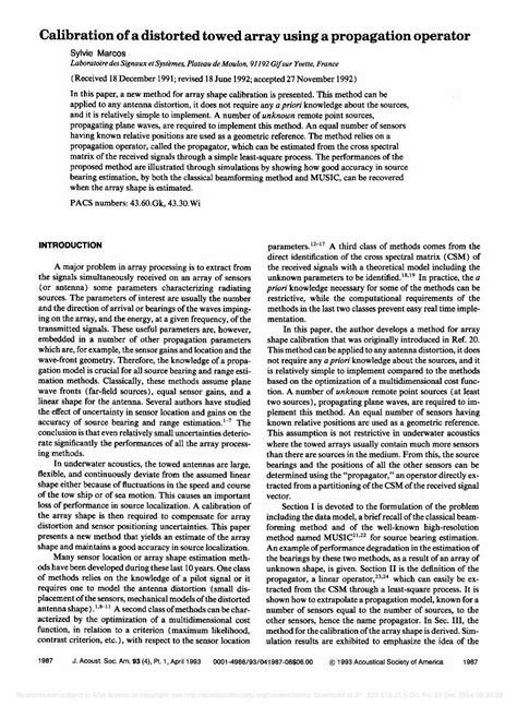 Pdf Calibration Of A Distorted Towed Array Using A Propagation