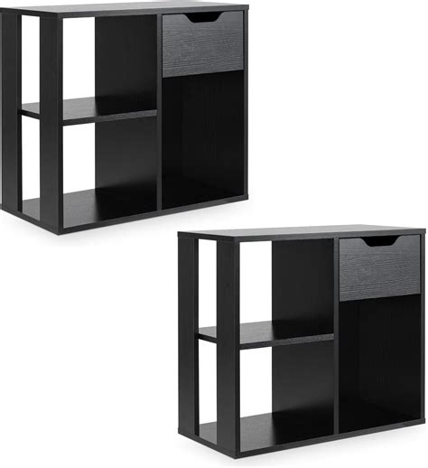 Yang2 3 Cube Bookcase With Drawer 2 Tier Bookshelf For Small Space