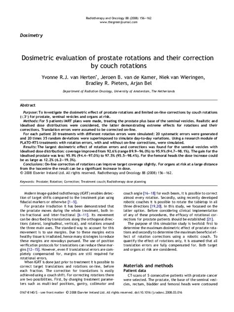 Pdf Dosimetric Evaluation Of Prostate Rotations And Their Correction By Couch Rotations