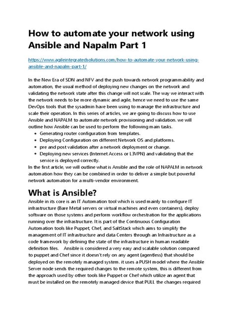 How To Automate Your Network Using Ansible And Napalm Part 1 Pdf