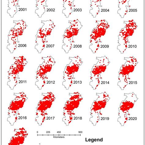 Spatial Distribution Of Cropland Fires Between 2001 And 2021 In Download Scientific Diagram