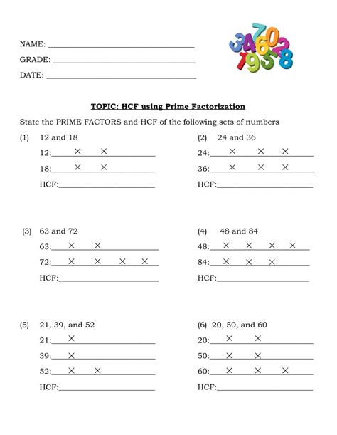 Prime Factorization Worksheet Common Core Common Core Worksheets