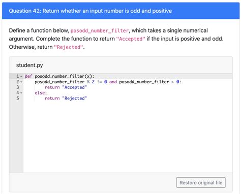 Solved Question Return Whether An Input Number Is Odd Chegg