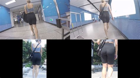 Candid Blonde Teen In Tight Black Shorts