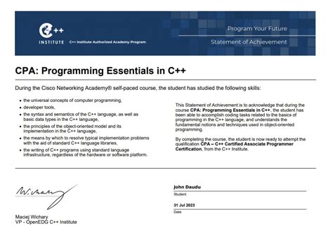 John Daudu On Linkedin Ciscocertified Programmingessentials Cplusplus Continuouslearning