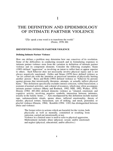 The Definition And Epidemiology Of Intimate Partner Violence Pdf