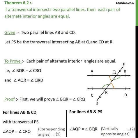 Theorem 6 2 Parallel Lines And Alternate Interior Angles