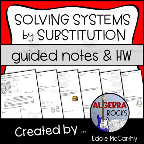 solving systems by substitution guided notes homework set by teach simple