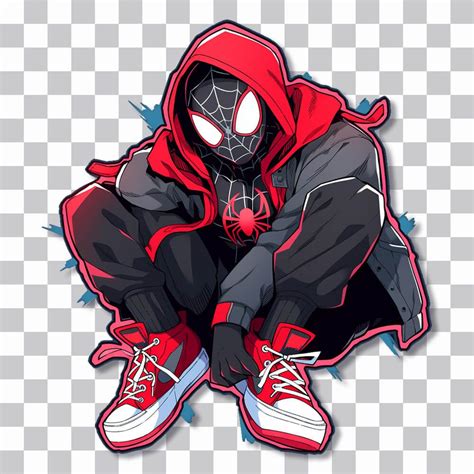 Spider Man Miles Morales Hooded Cool Pose Sticker Spiderman Stickers