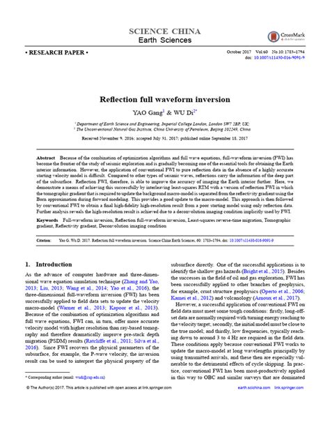 Reflection Full Waveform Inversion Pdf Inverse Problem Waves
