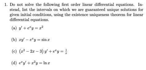 Solved 1 Do Not Solve The Following First Order Linear