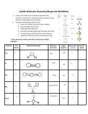 McKenzie Bednarczyk Lab Molecular Geometry Shape Lab WorkSheet Docx Pdf Lab Molecular
