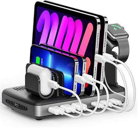 Jp Unitek 2023 Usb Pd充電ステーション 6ポート Pd20w 2 Pd60w 1 卓上充電スタンド 120w Pse認証済 6台同時充電 1 5a 2