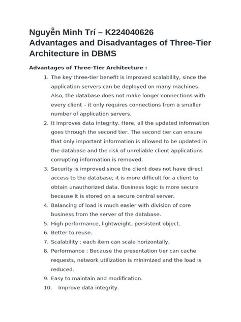 Advantages And Disadvantages Of Three Tier Architecture In Dbms Pdf Databases Service