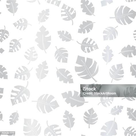 실버 호 일은 원활한 벡터 배경 결혼식 축 하 파티 카드 초대장 생일 흰색 우아한 배경 디자인에 금속 흩어져 잎 패턴 추수 감사절 웹 배너 추수감사절에 대한 스톡 벡터 아트