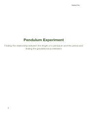 Pendulum Experiment Report Pdf Pendulum Experiment Finding The Relationship Between