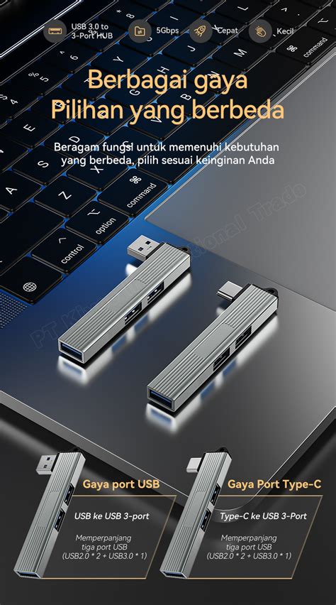 Jual KIVEE USB Hub Type C To USB 3 0 3 In 1 Docking Station 5Gbps Untuk PC Laptop Macbook